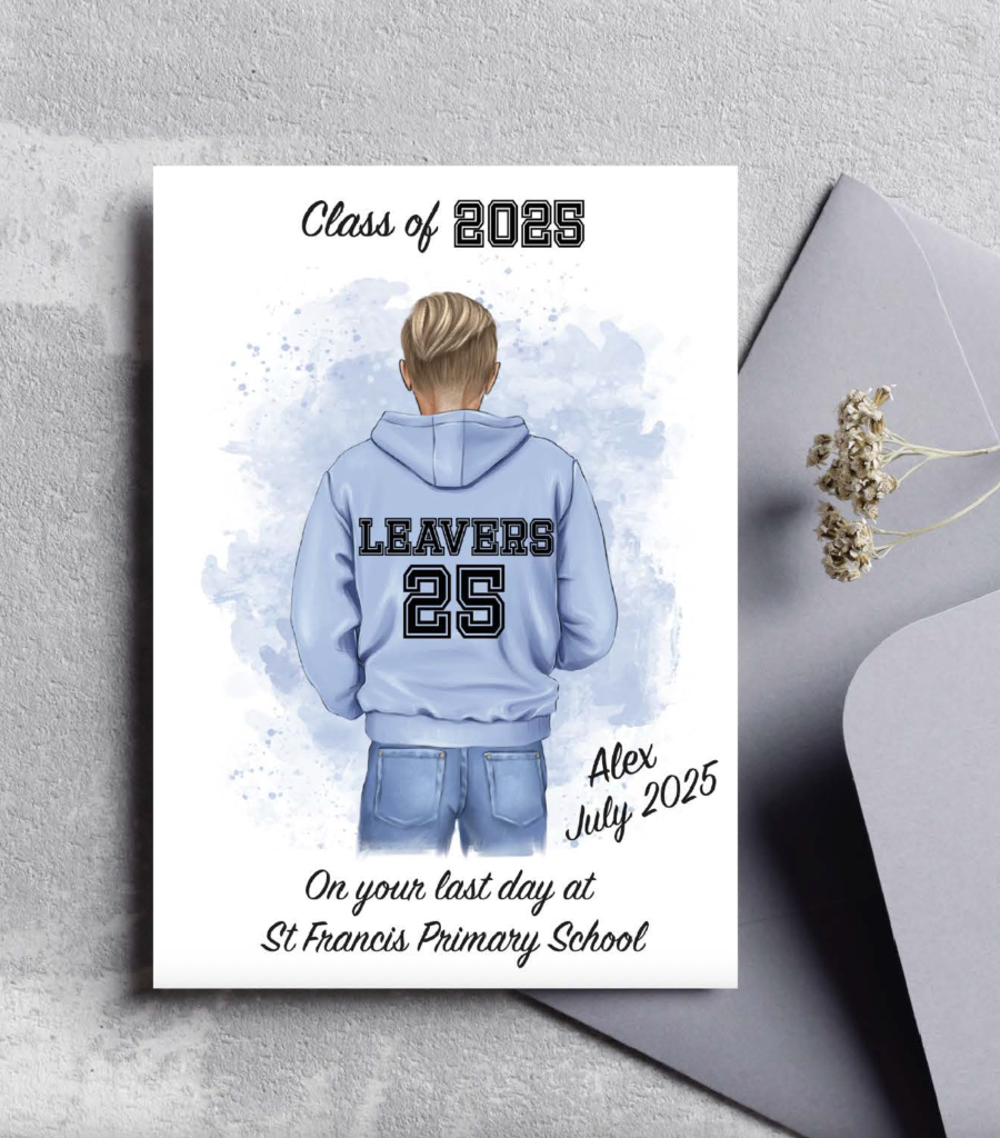 Personalised Male Leavers 2025 Primary School Card - Ruby's Boutique